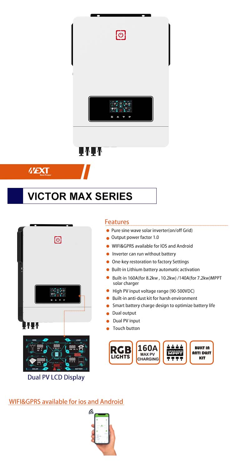 MAX DUAL PV 10.2KW 160A MPPT ON/OFF Grid Solar Inverter power solutions ...